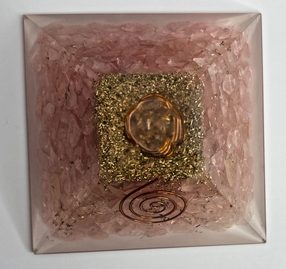 Orgonite Pyramid Rose Quartz Copper Coil Crystal Energy Reiki Healing 3 ...