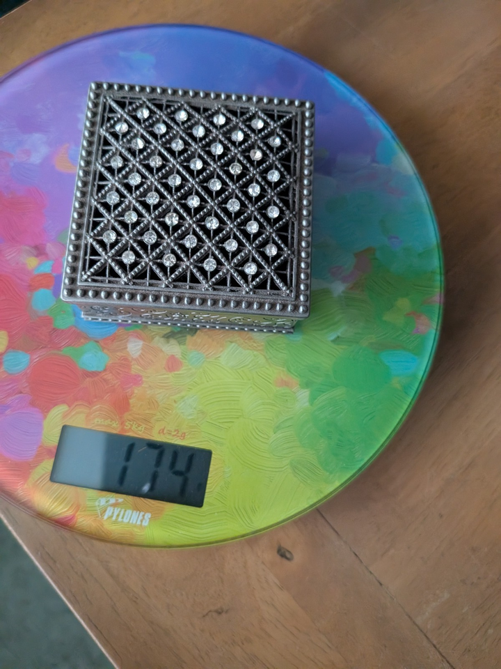 small metal trinket square trinket box with lid 6 cm & 3 cm high 174g ...