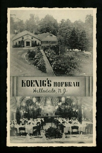 New Jersey NJ postcard Hillsdale Koenig's Hofbrau restaurant interior ...