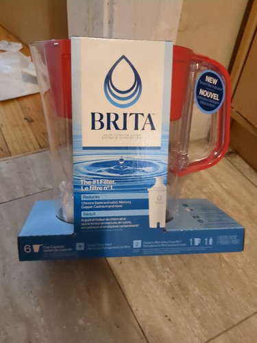 Brita Small Red Denali Water Filter Pitcher 6 Cup w/ 1 Brita Standard ...