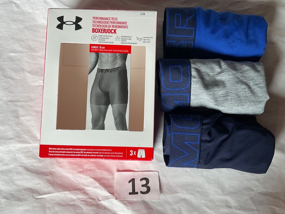 Under Armour 6 inch Tech Boxer Brief New Tag Men Sizes Box Contains 3 ...