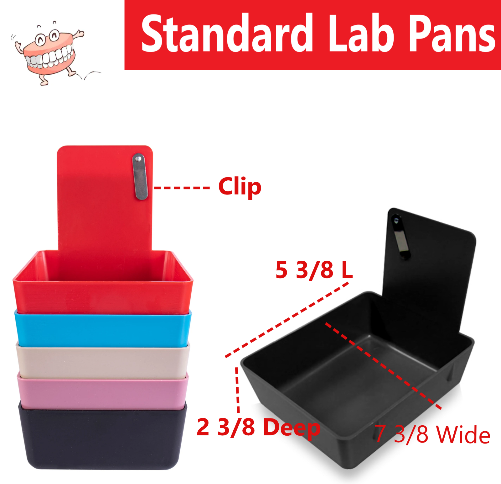 Dental Lab Pans with metal clip Size Medium 7 1/16" x 5⅝" x 2⅜"Deep ...