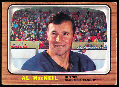 1966-67 TOPPS NHL HOCKEY #89 AL MACNEIL VG-EX NEW YORK N Y RANGERS CARD ...