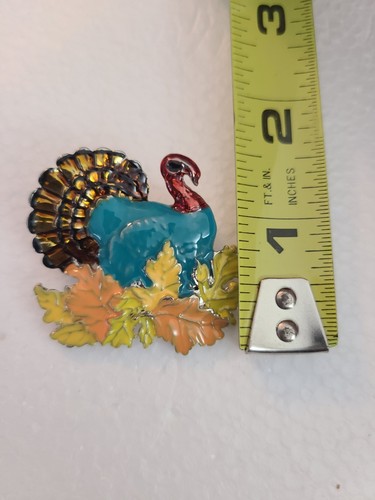 NWOT ENAMEL THANKSGIVING TURKEY 🦃 FALL LEAVES BROOCH PIN AND/OR PENDANT ...