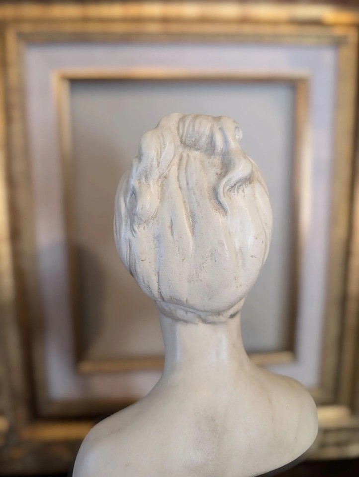 Vintage Classic Plaster Bust of Young Woman, White and Gray Bust | eBay