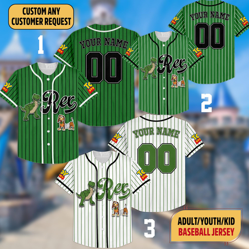 Personalized Rex Disney Toy Story Baseball Jersey Custom Disneyland ...