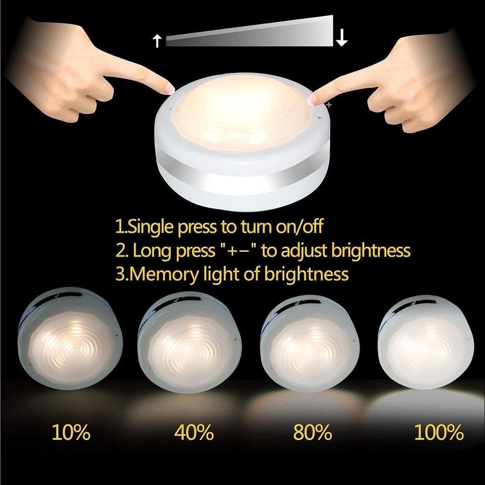 Starxing Battery Operated Puck Lights with Remote, Natural White/ White | eBay