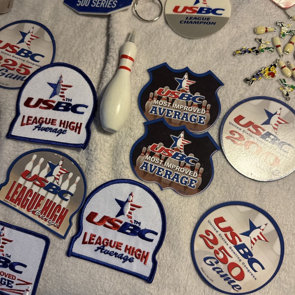 Vintage lot, USBC Bowling Awards, pins, Memorabilia Lot with Patches ...