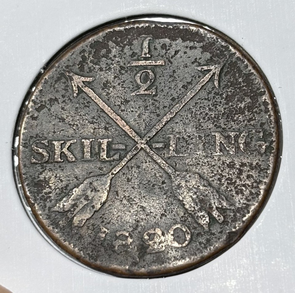 1820 Sweden 1/2 Skilling Charles XIV Johan Half A | eBay