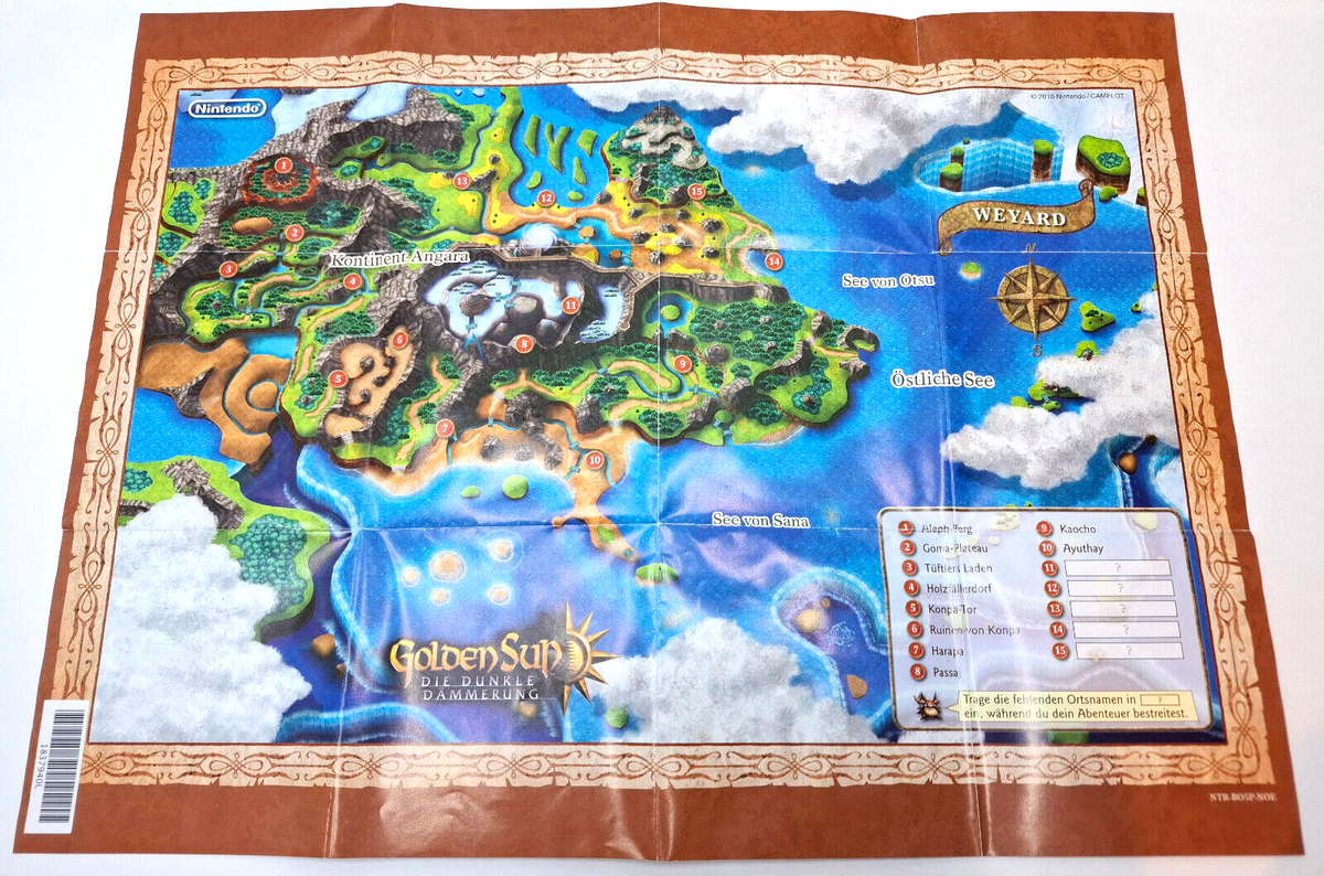 World Map Golden Sun Dark Dawn