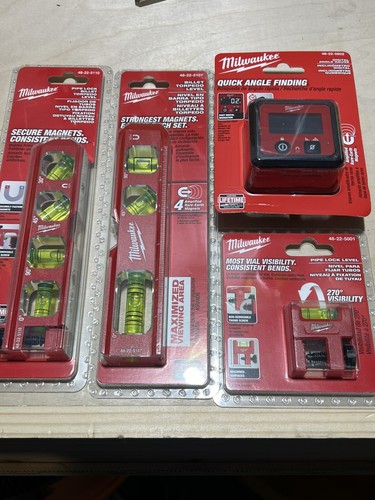 Milwaukee Level Set 3 Diff. Levels + Milwaukee Angle Finder , All New ...