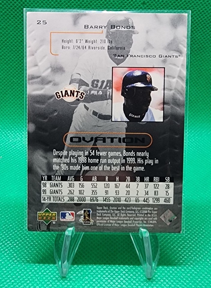 2000 Upper Deck Ovation #25 BARRY BONDS San Francisco Giants | eBay
