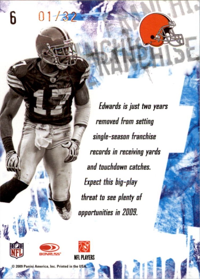 2009 Score Inscriptions Franchise Artist's Proof #6 Braylon Edwards /32 ...