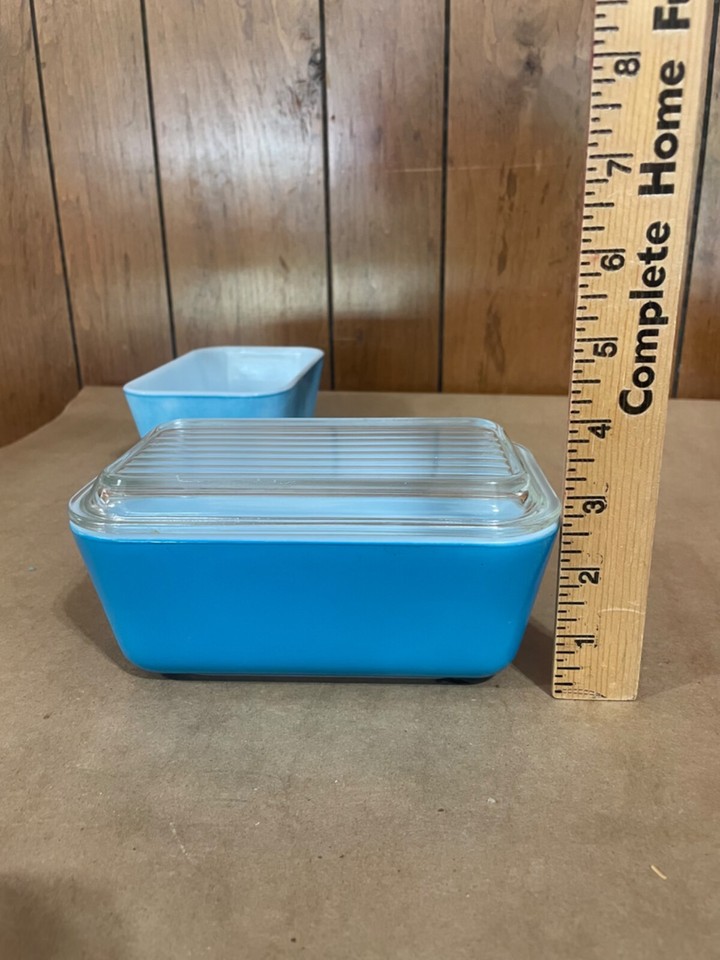 8 piece Vintage Pyrex Container Holder with Lids Glass Colors Lot Used ...