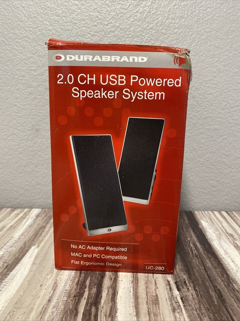Durabrand 2.0 CH USB Powered Speaker System Uc-280 2 Channel Mac & PC ...