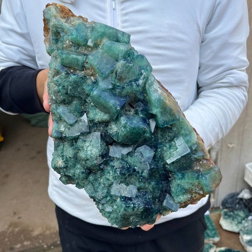 14.6lb NATURAL Green Cube FLUORITE Quartz Crystal Cluster Mineral ...