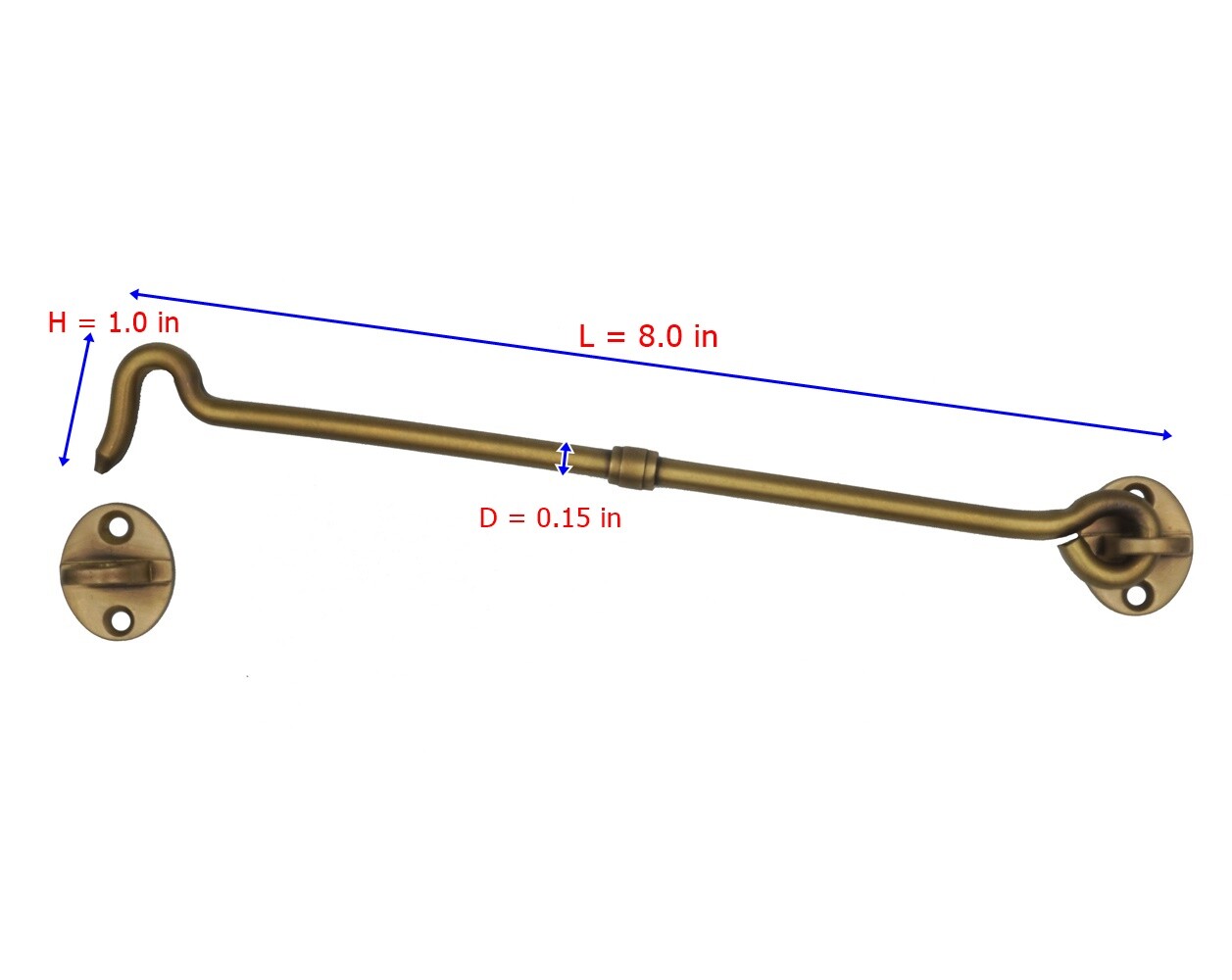 8" Brass Small Round Latch Bolt Gate Window Door Cabinet Thai Vintage ...