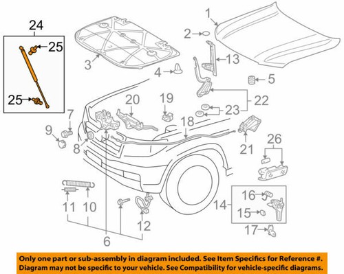 53450-69145 Toyota Support assy, hood, lh 5345069145, New Genuine OEM ...
