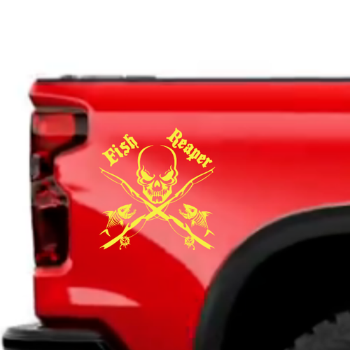 Fish Reaper Skull Fishing Decal Stickers Car Tumbler Boat Laptop | eBay