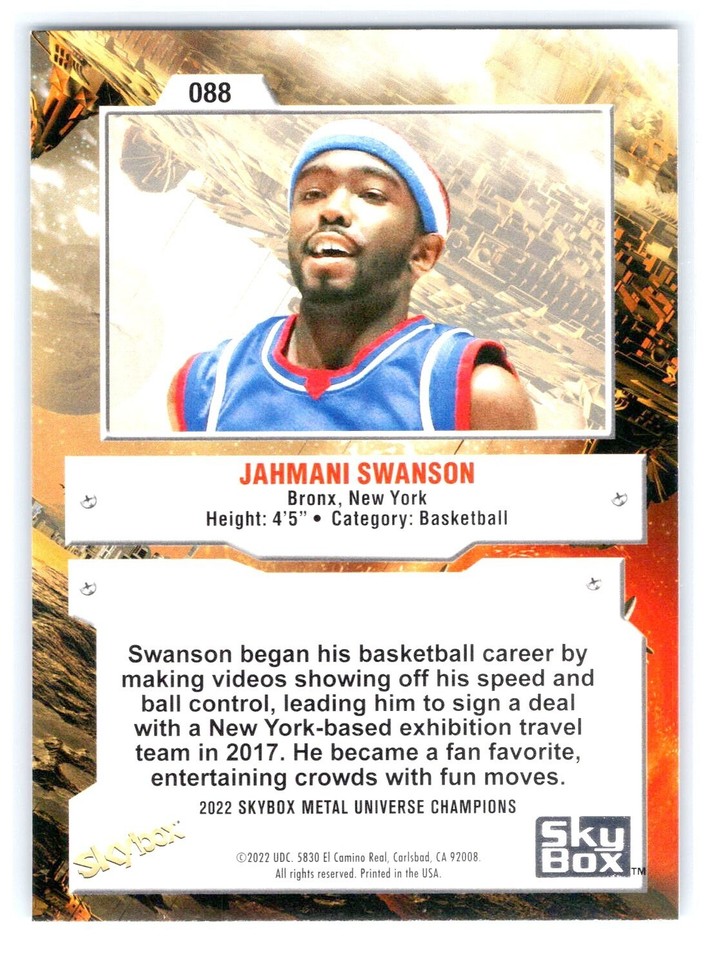 2022 Skybox Metal Universe Champions #088 Jahmani Swanson Foil ...