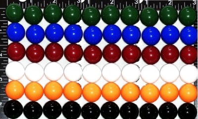 20mm Marbles 10 ea 6 Colors 60 Opaque 20 mm Acrylic Plastic Marbles ...
