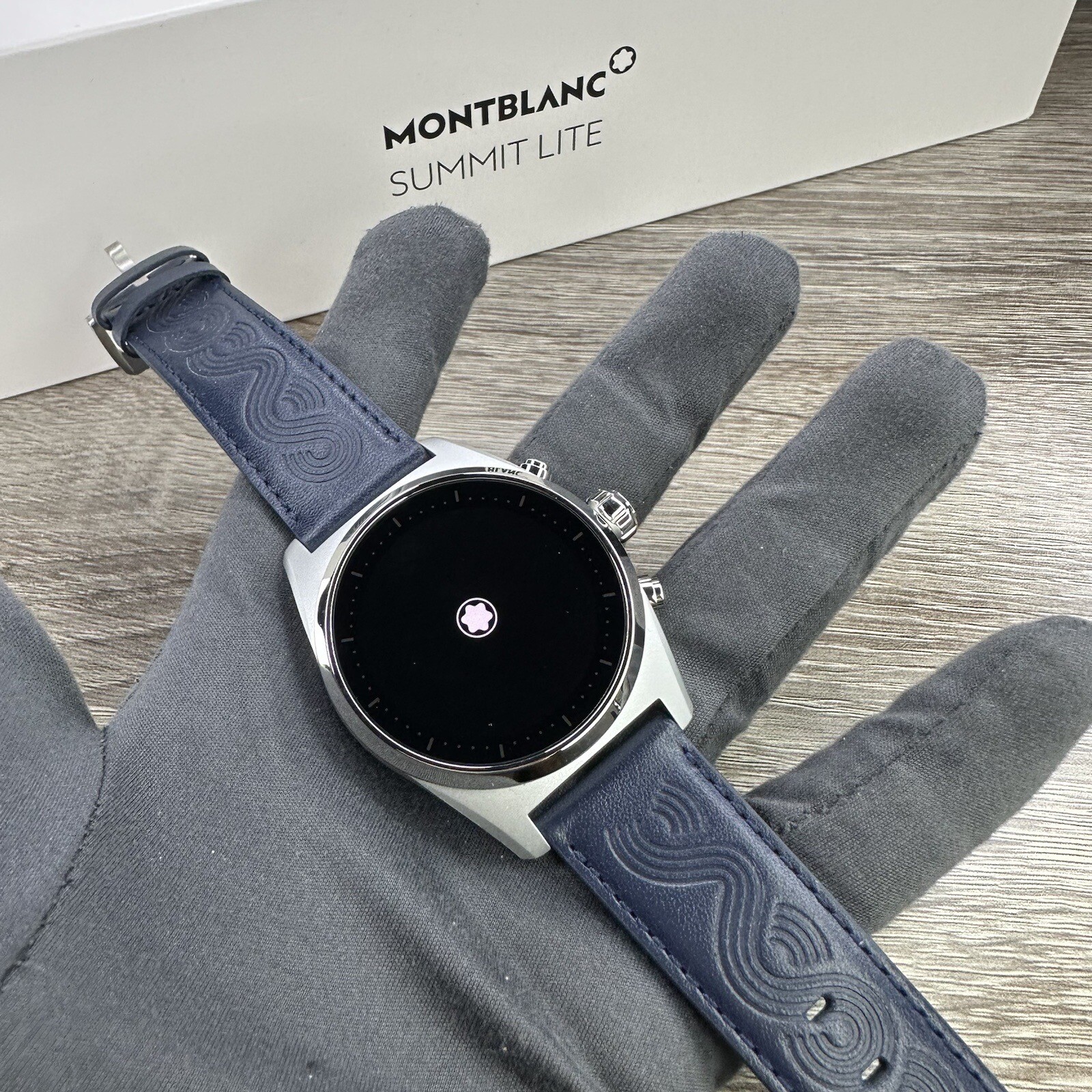 NEW LIMITED EDITION MONTBLANC SUMMIT LITE ALUMINUM BLUE LEATHER SMARTWATCH | eBay