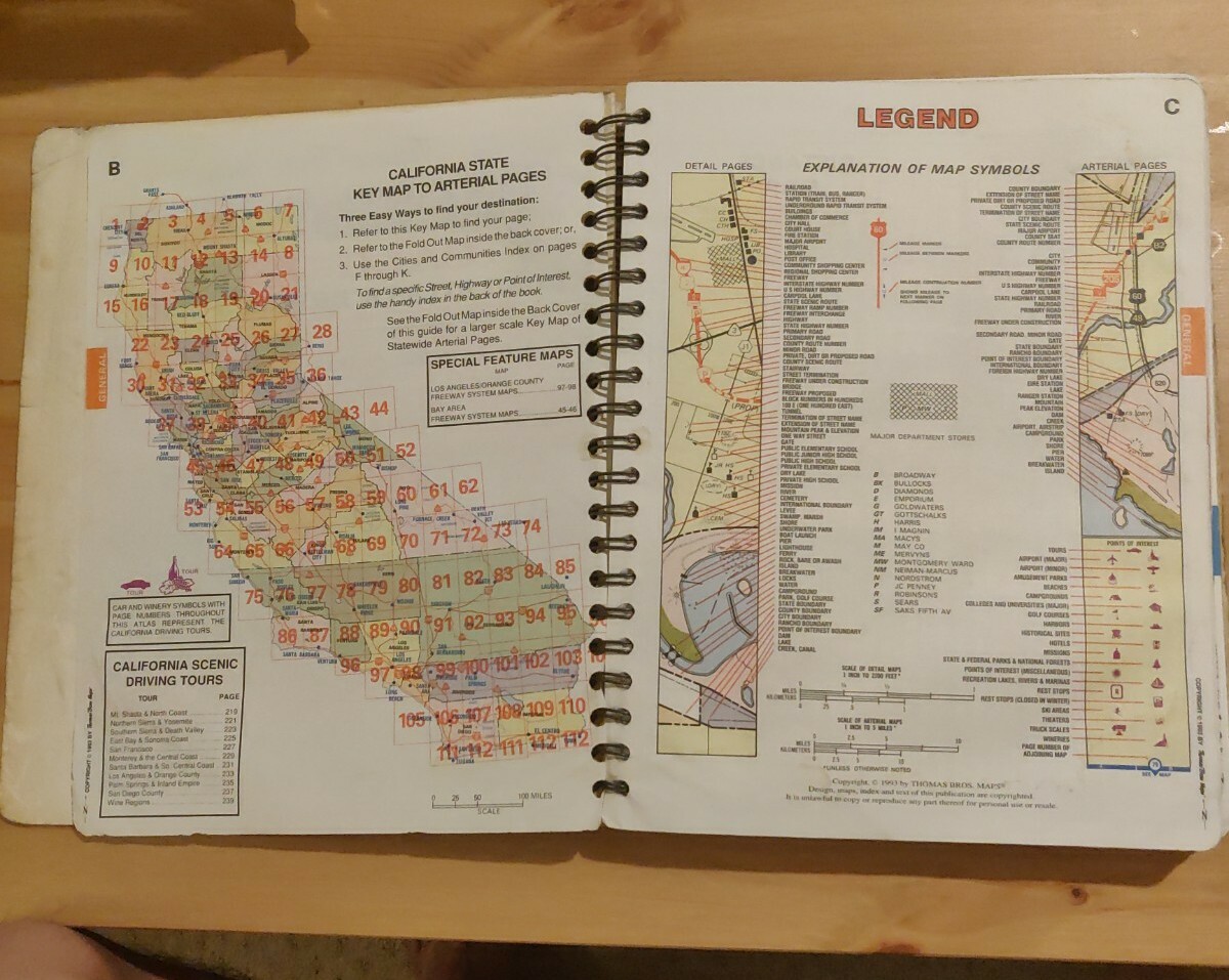THOMAS BROS. MAPS California Road Atlas & Driving Guide / Fold Out Map ...