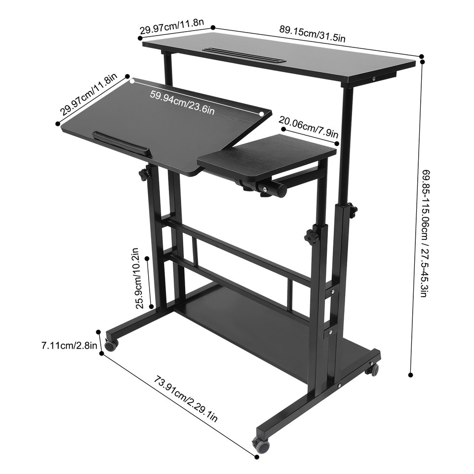Mobile Standing Desk Adjustable Stand Up Laptop Desk Workstation for ...