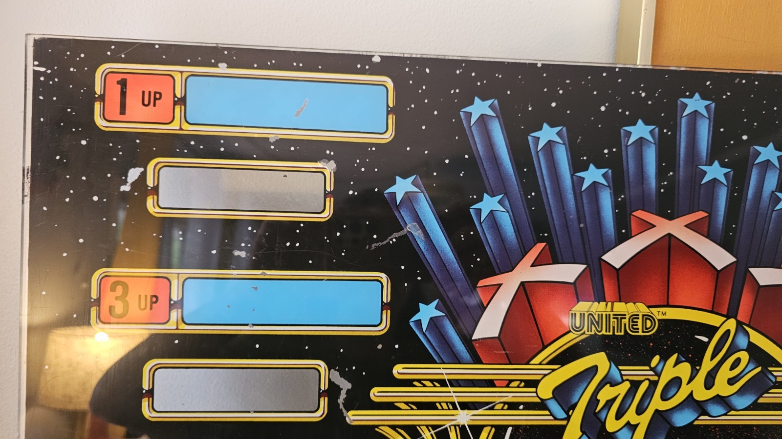 1983 Triple Strike Pinball Back Glass Plexi | eBay