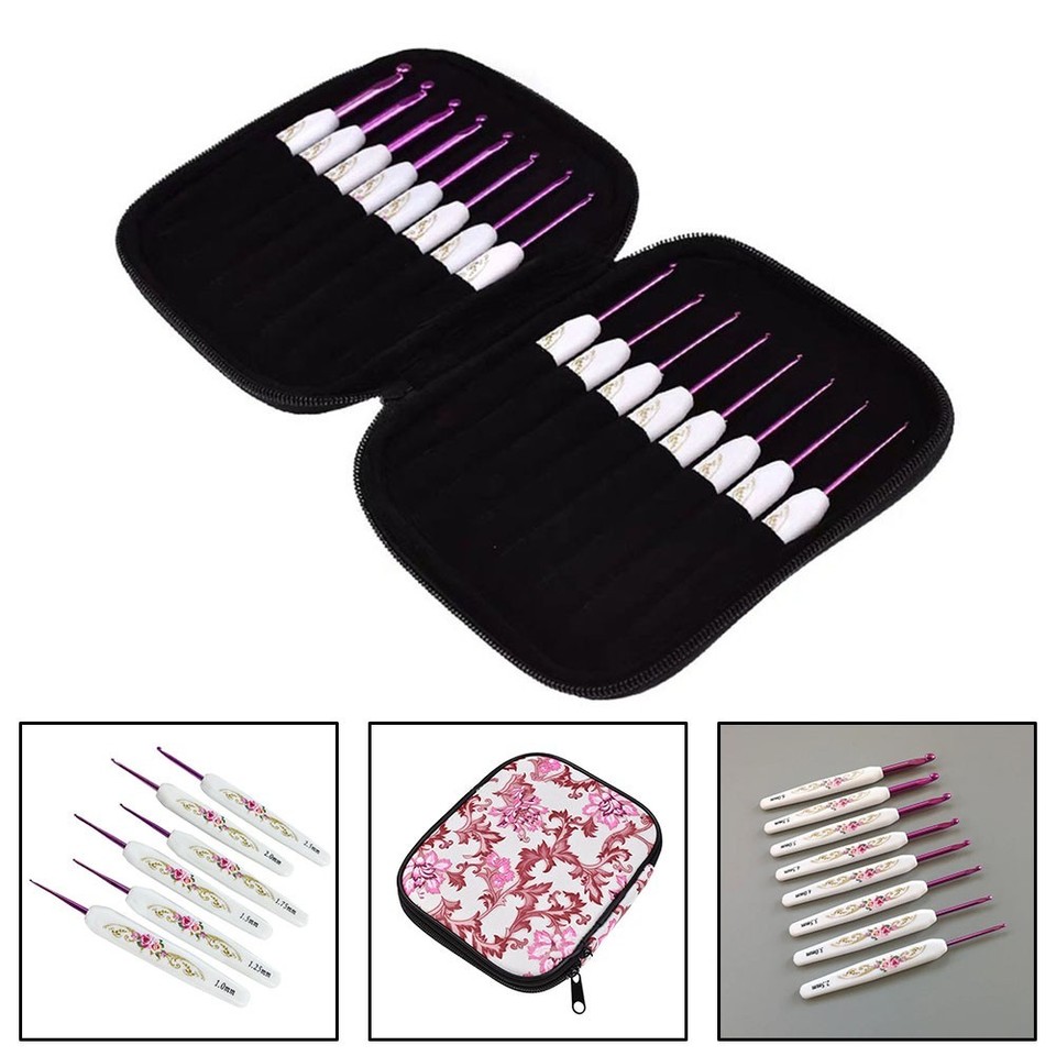 Lightweight and Comfortable Printed Aluminum Crochet Hook Set 16 Pieces ...