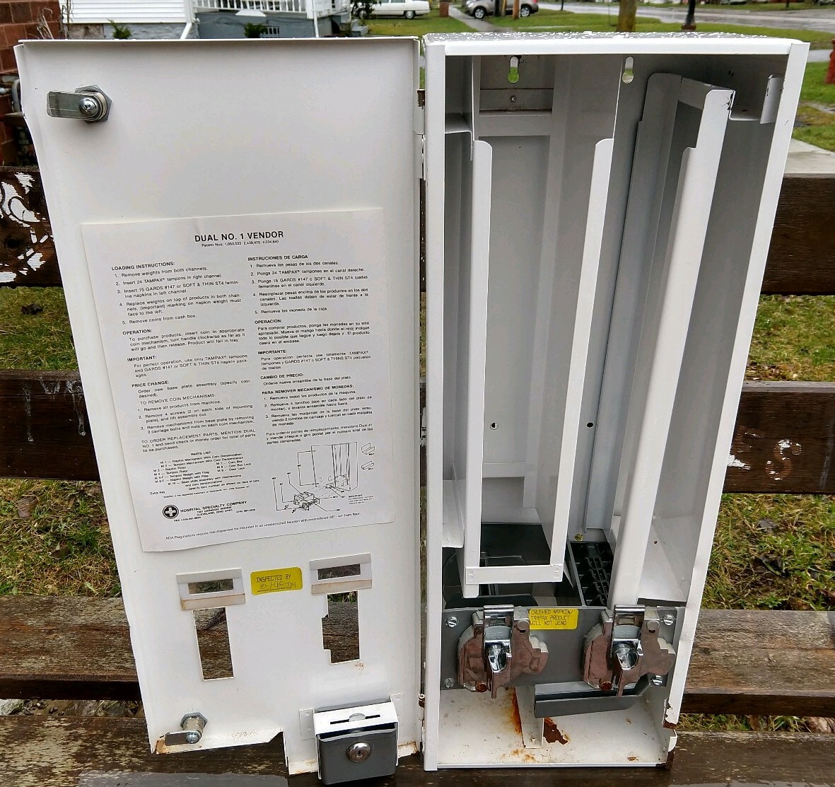 Vintage 25 Cent Tampax Vending Machine, Works! Hospital Specialty Co ...