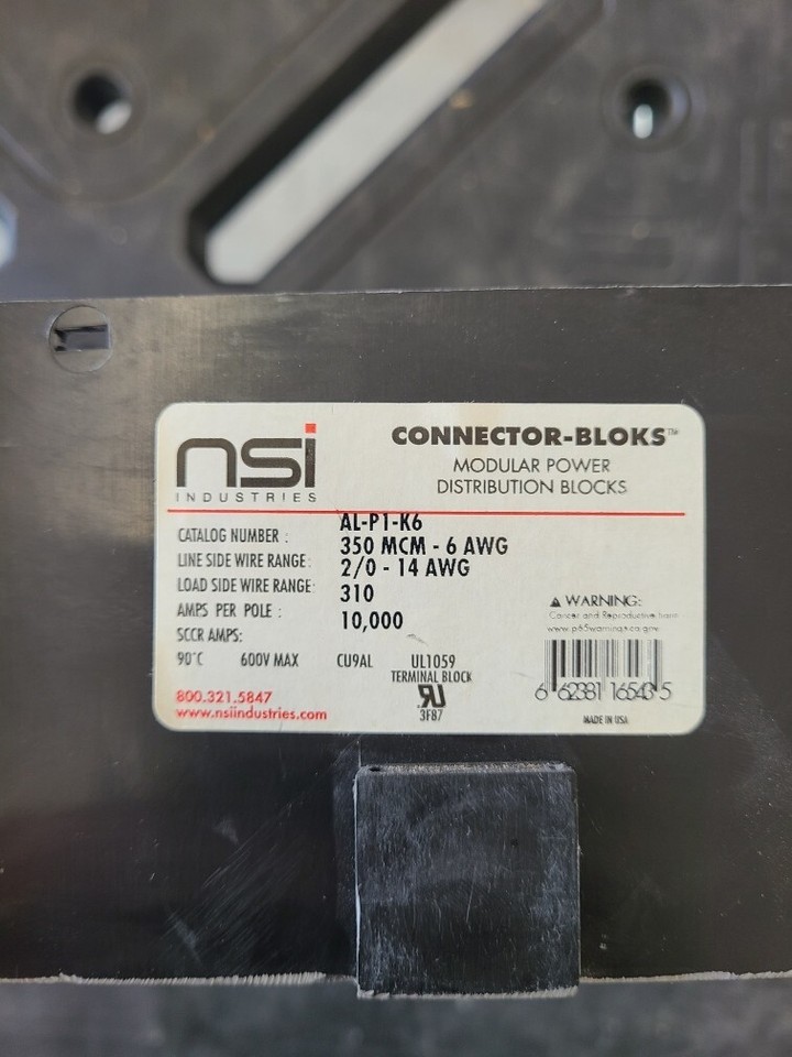 NSI Power Distribution Block AL-P1-K6, 310 Amp, 3 Pole | eBay