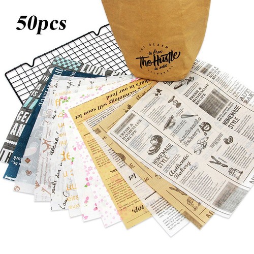 50PCS Home Food Grade Baking Grease-proof Bread Oil-paper Wrappers Wax ...
