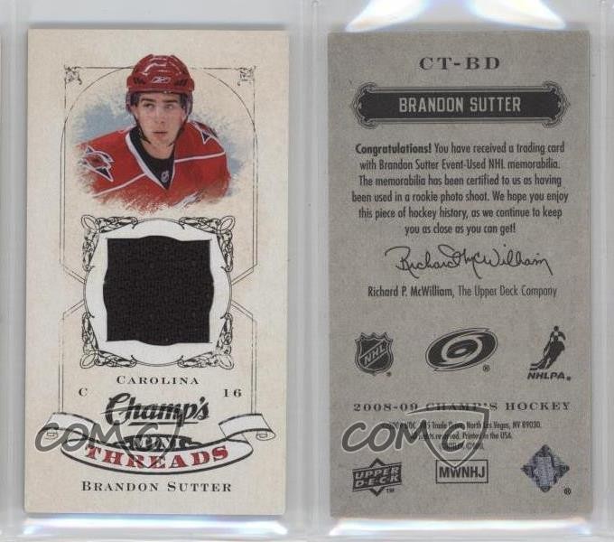 2008-09 Upper Deck Champ's Mini Threads Brandon Sutter #CT-BD Rookie RC ...