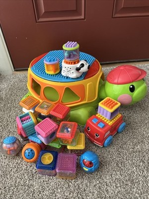 Fisher Price Build & Spill Musical Turtle Peek a Boo Stacking Blocks ...