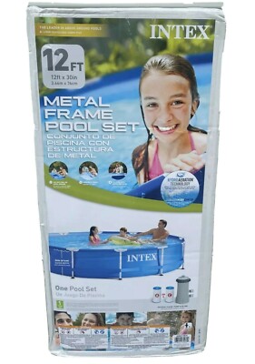 Intex 12' x 30" Metal Frame Above Ground Pool with Filter Pump ...