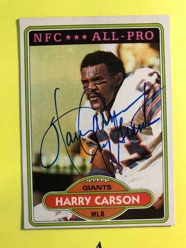 SIGNED HARRY CARSON 1980 TOPPS FOOTBALL CARD AUTOGRAPH GIANTS HOF | eBay