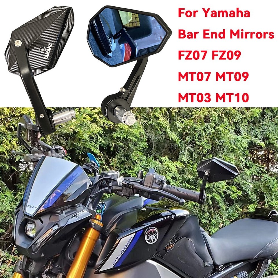 7/8" Motorcycle Bar End Mirrors Black Rear View For Yamaha MT-07 MT-09 ...