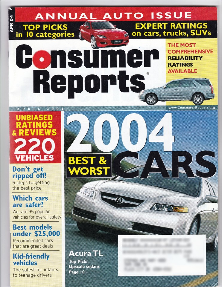 2004-2019 Consumer Reports Magazine Annual April Auto Issue (Sold ...