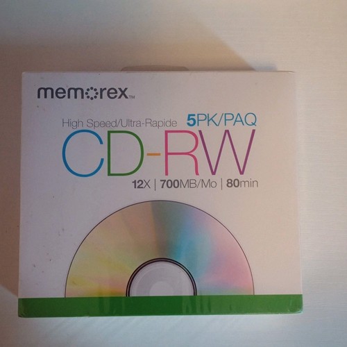 MEMOREX High Speed CD-RW 12x Data/700MB/80 Min 5-Pack Blank CD Disks ...