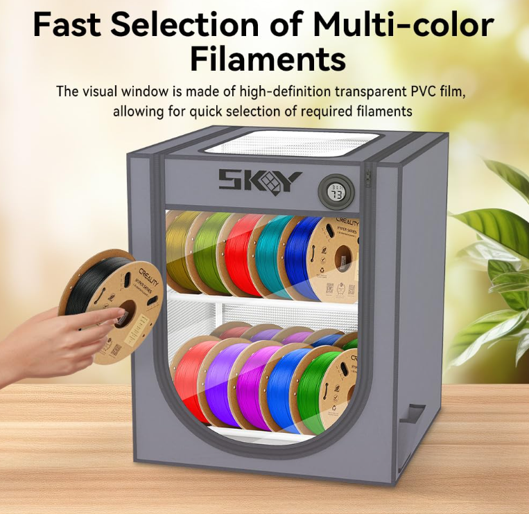 3D Printer Filament Storage Box with Thermo-Hygrometer - 2 Tiers Metal ...