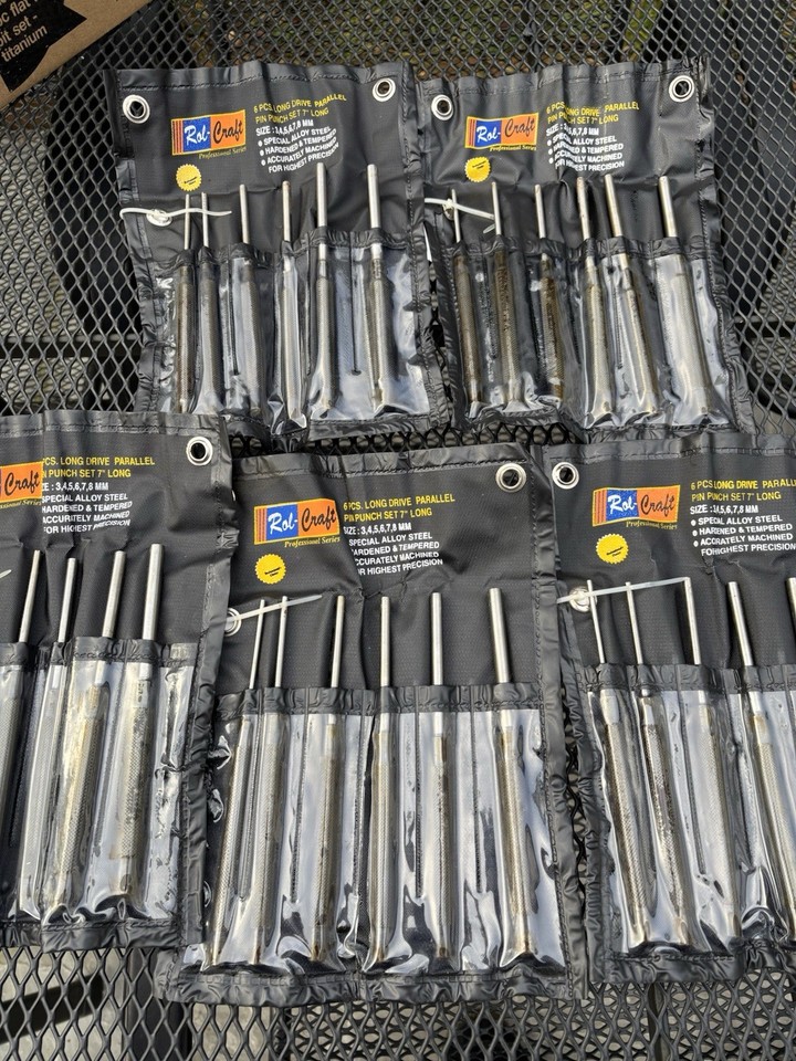 Rol-Craft 6pc Parallel Pin Punch Set 7 Long Drive Punch Set with ...