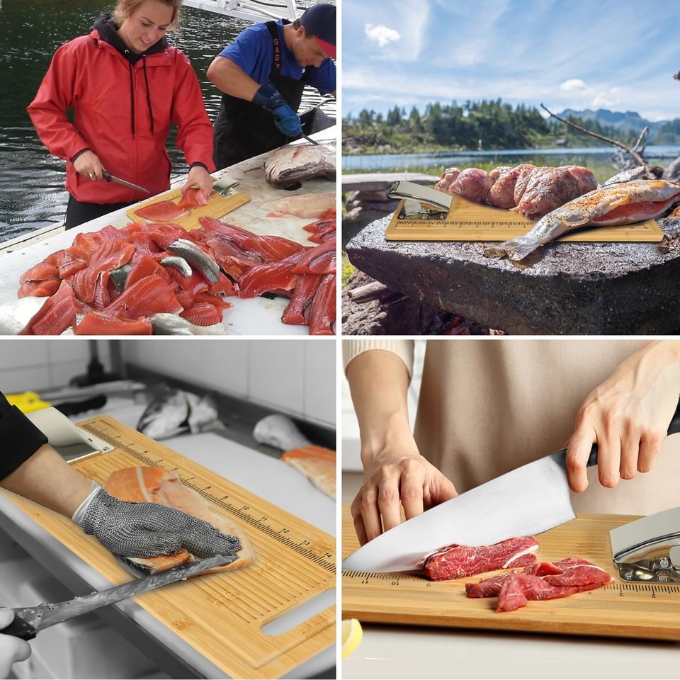 Fish Cleaning Board, Fish Fillet Board with Clamp Fillet Knife and ...
