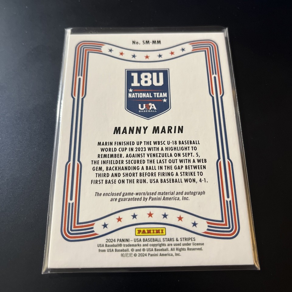 2024 Panini USA Stars & Stripes Manny Marin GAME-USED PATCH AUTO (CL2 ...