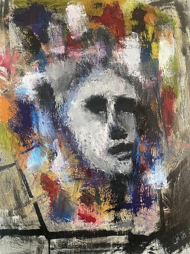 original abstract mixed media portrait painting art 18x24 large need to ...