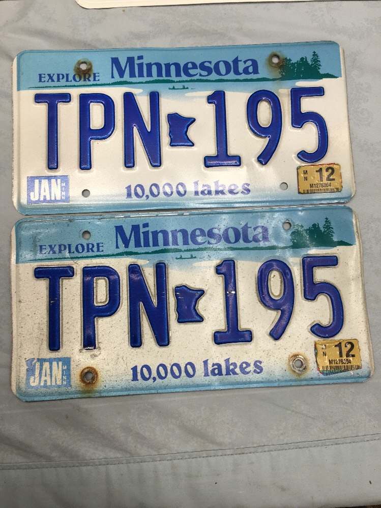 -Pr~VTG.Minnesota vintage blue and white license plates TPN 195~ Free ...