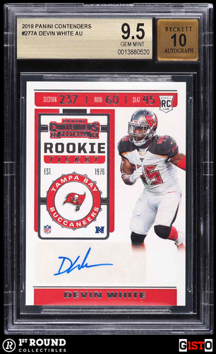 Devin White RC BGS 9.5 w 10 Auto: 2019 Panini Contenders Rookie Card ...