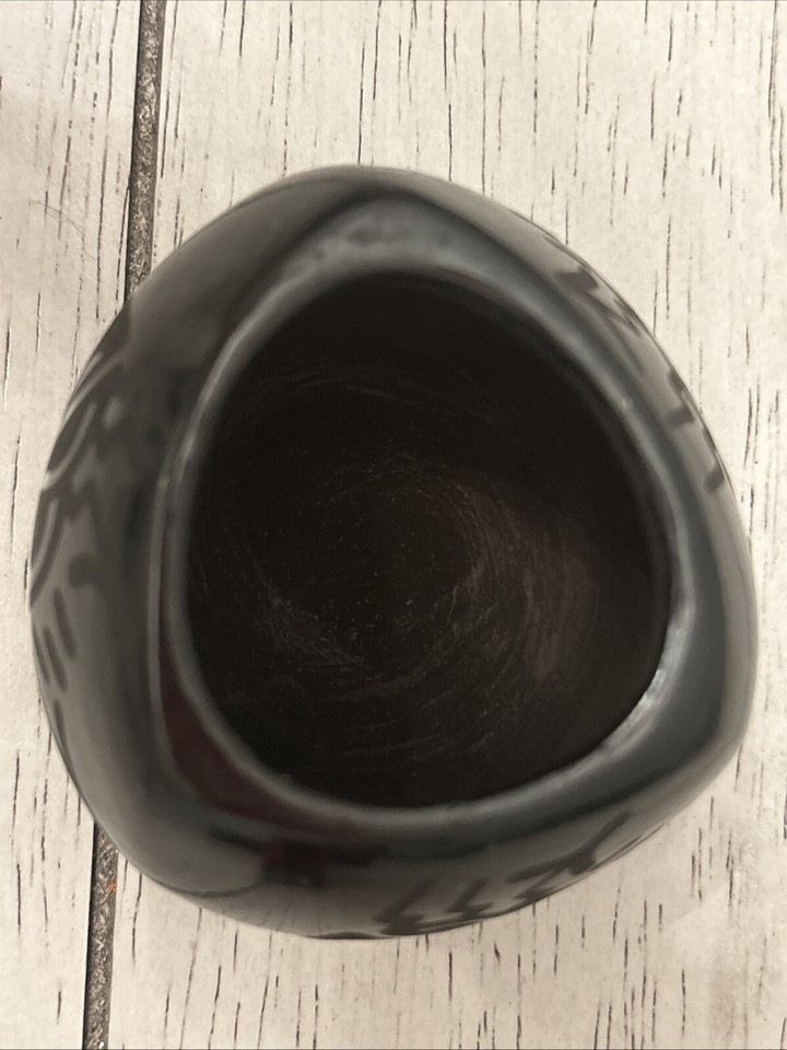 Black Pottery Santa Clara Pueblo Native Bowl Signed Myra Sisneros ...