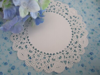 100 VTG 4" INCH WHITE ROUND PAPER LACE DOILY CRAFT BROOKLACE | eBay