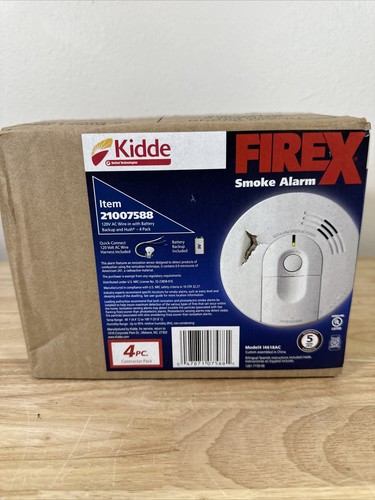Kidde Firex Smoke Detector Hardwired Battery Backup Front Load Door ...